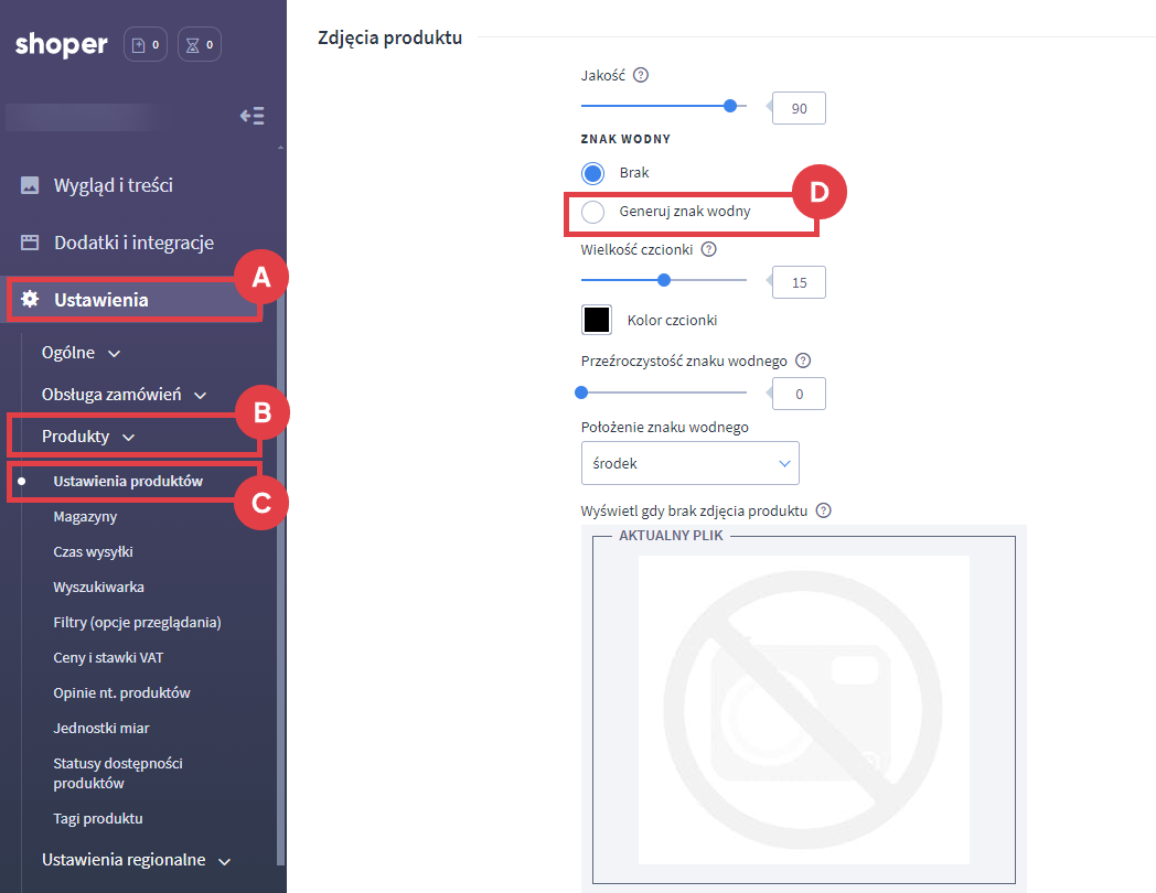 Konfiguracja znaku wodnego