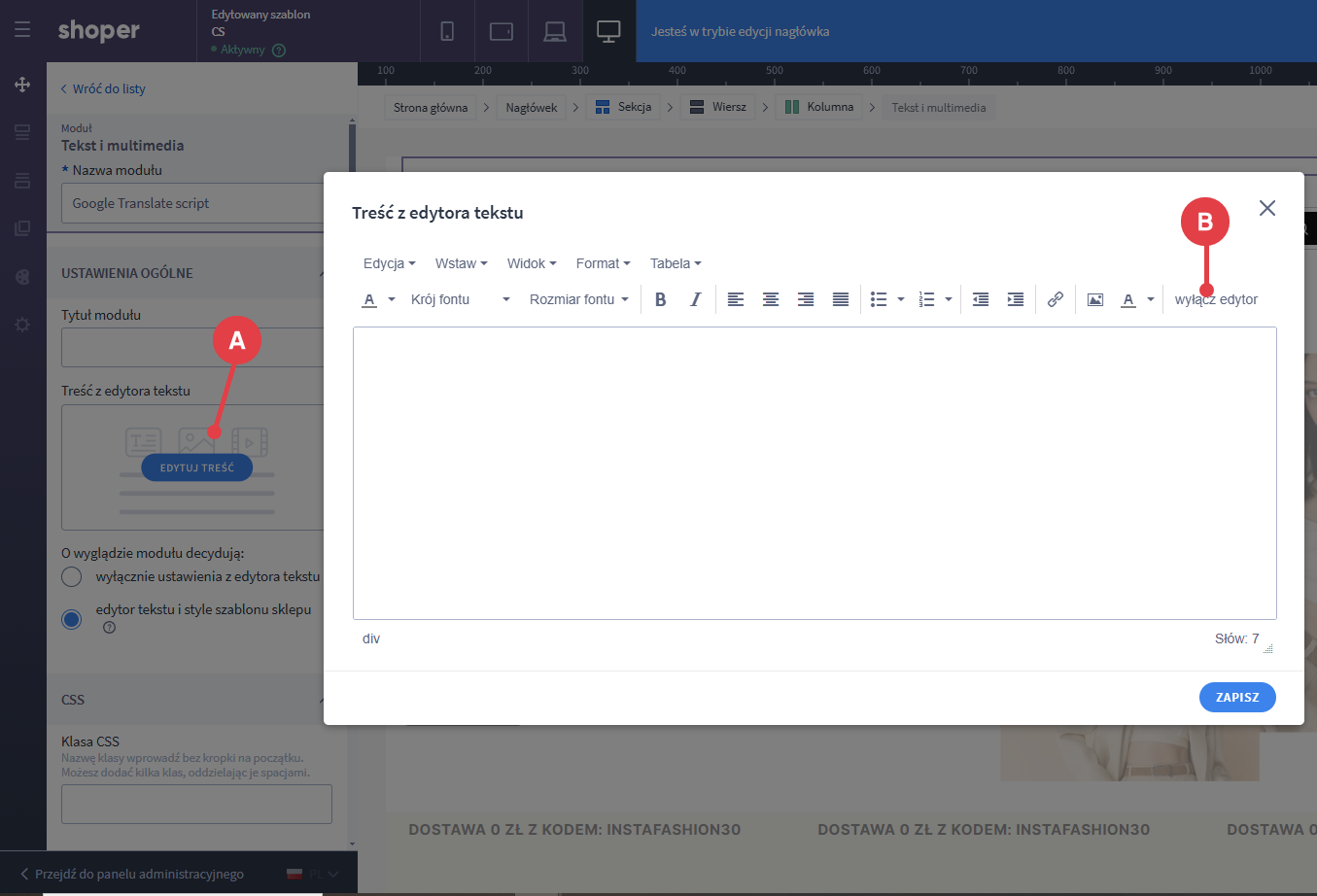Automatyczne tłumaczenie strony sklepu za pomocą Google Translate » Shoper Learn