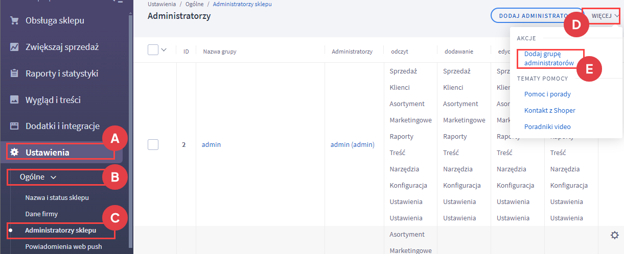 Jak w Shoper utworzyć dostęp po API?