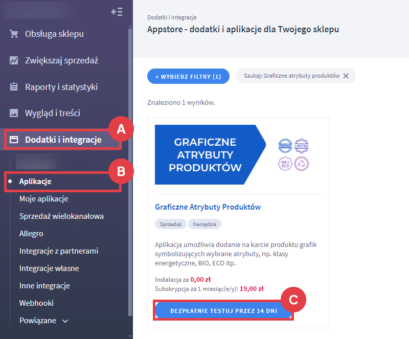 Aplikacja: Graficzne atrybuty produktów