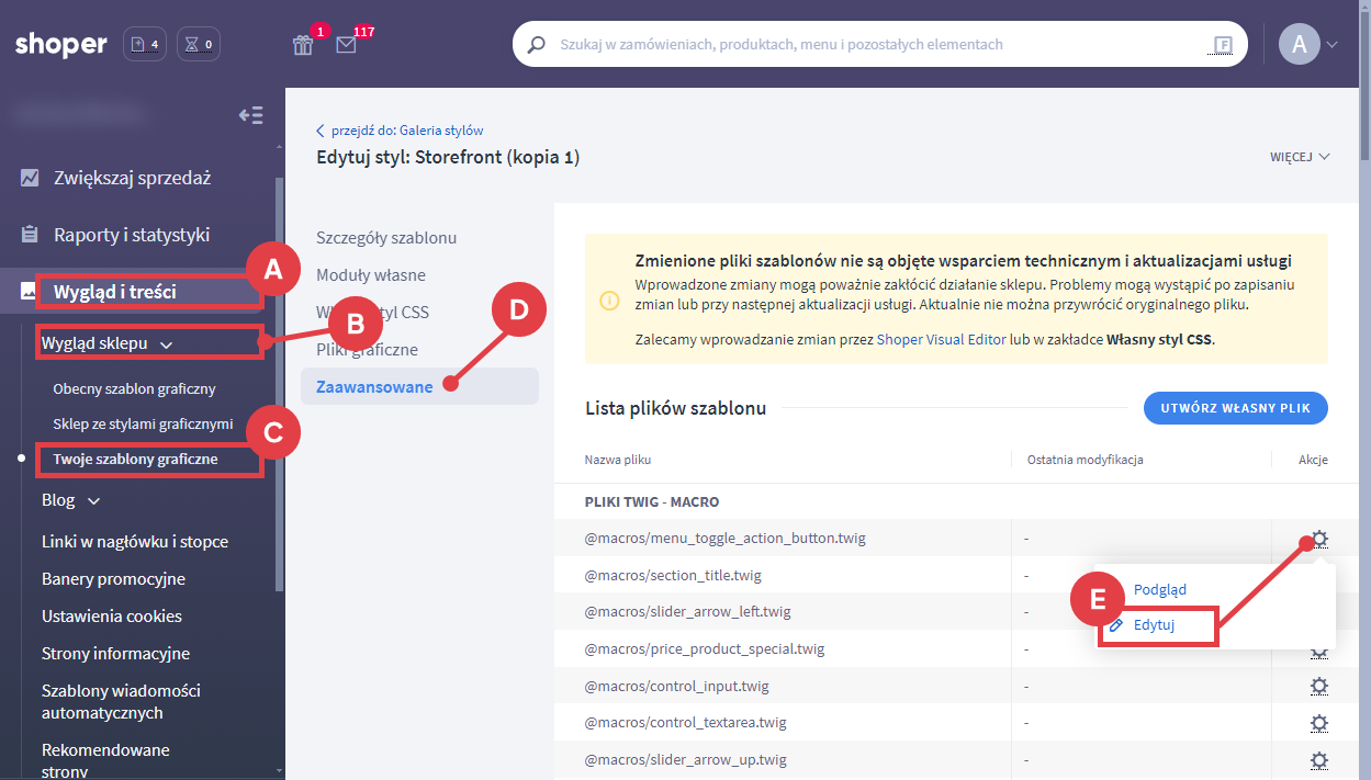 Storefront: Pliki Macro » Shoper Learn