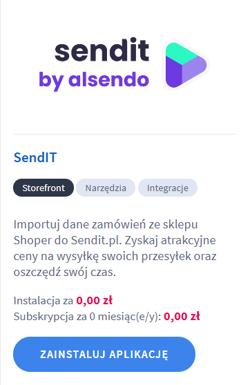 Aplikacja: SendIT » Shoper Learn
